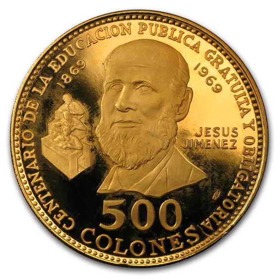 Buy 1970 Costa Rica Gold 500 Colones Jesus Jimenez Proof | APMEX