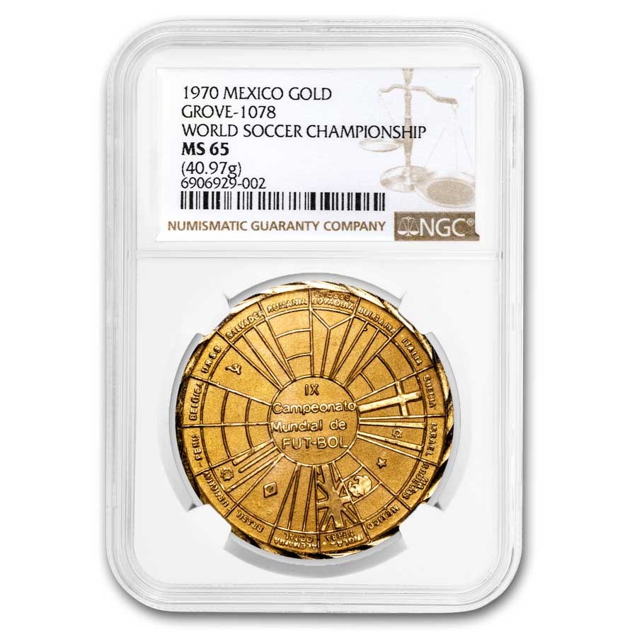 1970 Mexico Gold Medal World Soccer Champion MS-65 NGC