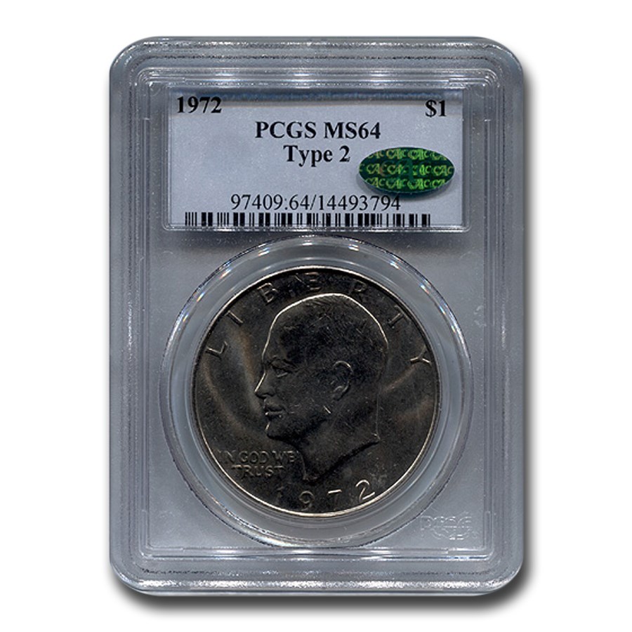 Buy 1972 Clad Eisenhower Dollar Type-II MS-64 PCGS CAC | APMEX