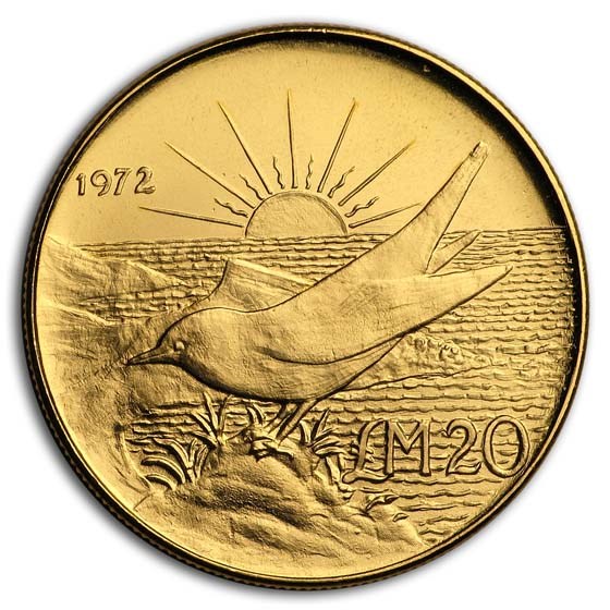 Buy 1972 Malta Gold 20 Pounds Merill Bird BU | APMEX