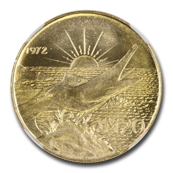 Buy 1972 Malta Gold 20 Pounds Merill Bird MS-67 NGC | APMEX