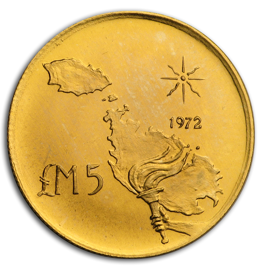 Buy 1972 Malta Gold 5 Pounds Map of Malta BU Coin Online | Gold Coins ...