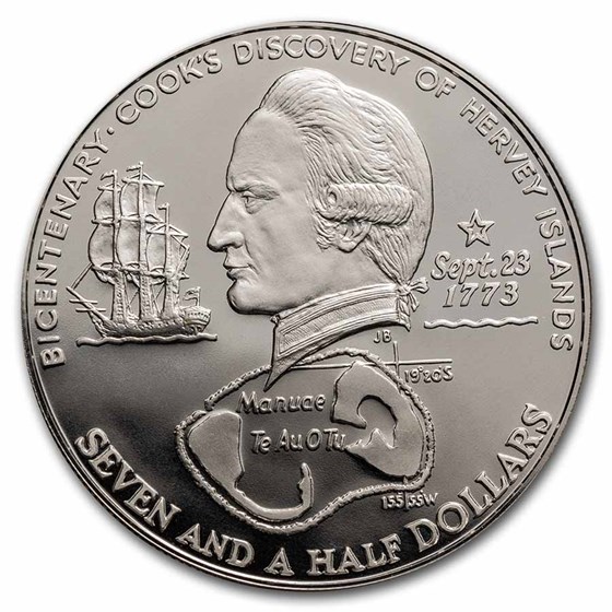 Buy 1973-1974 Cook Islands Silver 7 1/2 Dollars Captain Cook BU/Proof ...