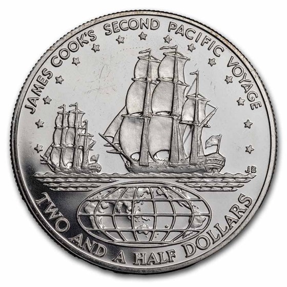 Buy 1973 Cook Islands Silver 2 1/2 Dollars Ship BU (Capt James Cook ...
