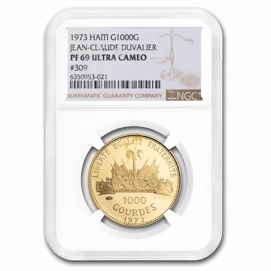 Buy 1973 Haiti Gold 1000 Gourdes Jean Claude Devalier PF-69 NGC | APMEX