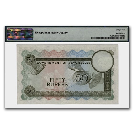 Buy 1973 Seychelles 50 Rupees Note CU-67 EPQ PMG | APMEX