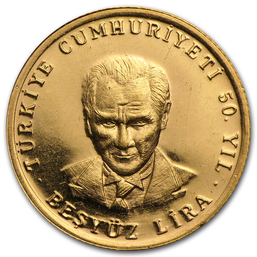 Buy 1973 Turkey Gold 500 Lira Anniversary of Republic BU | APMEX