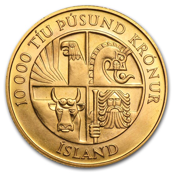 Buy 1974 Iceland Gold 10,000 Kronur 1st Settlement BU/Proof | APMEX