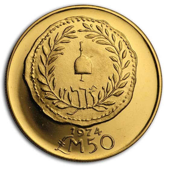 Buy 1974 Malta Gold 50 Pounds 'First Maltese Coin' BU | APMEX