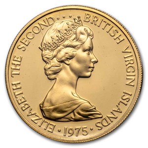 1975 British Virgin Islands Gold 100 Dollars BU (FM Assay Card)