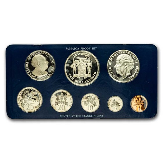 1975 Jamaica 8-Coin Columbus Proof Set (w/ Box & COA)