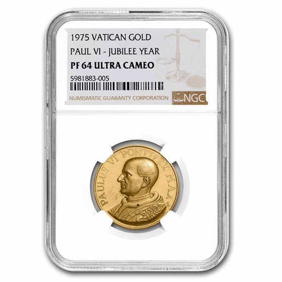 Buy 1975 Vatican City Gold Medal Pope Paul VI Jubilee PF-64 UCAM NGC | APMEX