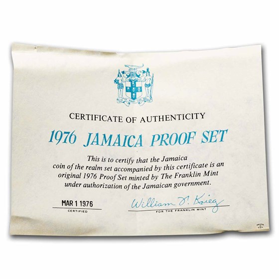 1976 Jamaica 9-Piece Proof Set (w/Box & COA)