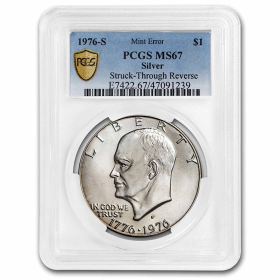 Buy 1976-S Silver Eisenhower Dollar MS-67 PCGS (Struck-Through Rev.) | APMEX