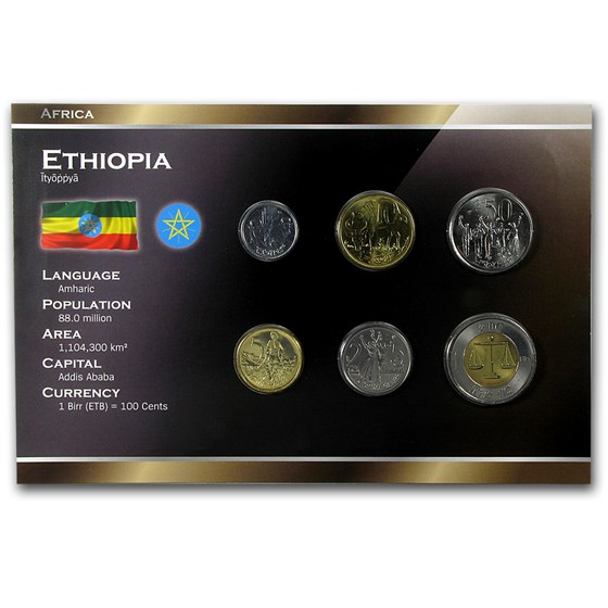 Buy 1977-2010 Ethiopia 1 Cent-1 Birr Coin Set Unc | APMEX