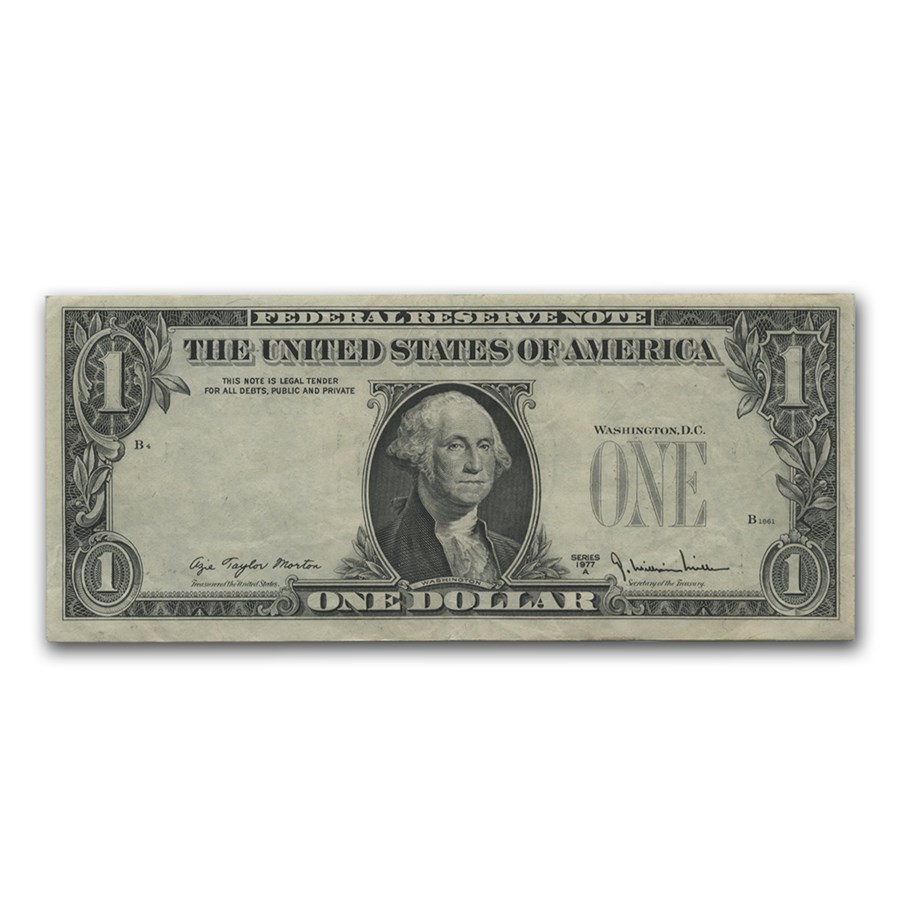 Buy 1977-A $1 FRN Seal & Serial # on Back AU (Missing 3rd Printing) | APMEX