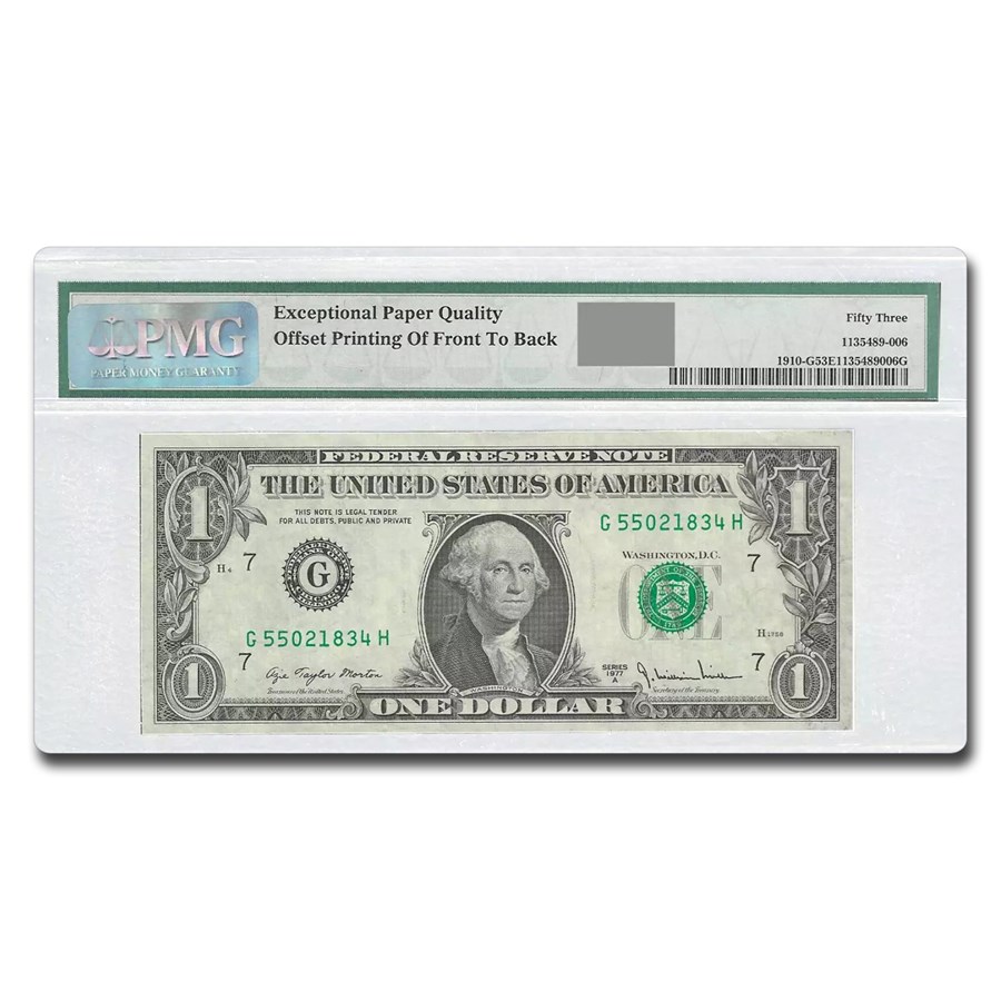 1977-A (G-Chicago) $1 FRN AU-53 EPQ PMG (Fr#1910-G) Offset Print