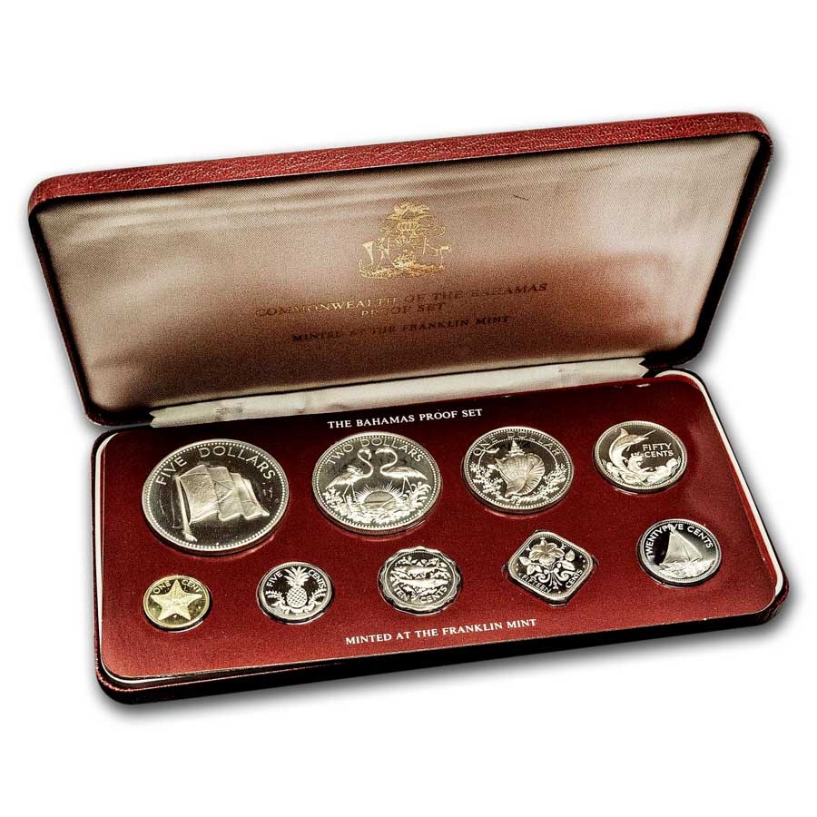 1977 Bahamas 9-Coin Proof Set (w/Box & COA)