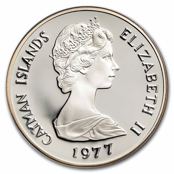 1977 Cayman Islands Silver 25 Dollars Proof (Queen Anne)