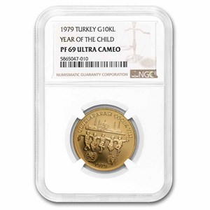 1979 Turkey Gold 10,000 Lira UNICEF Year of the Child PF-69 NGC
