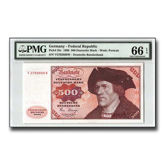 Buy 1980 Germany Federal Rep, 500 Deutsche Mark, GEM Unc-66 EPQ, PMG ...