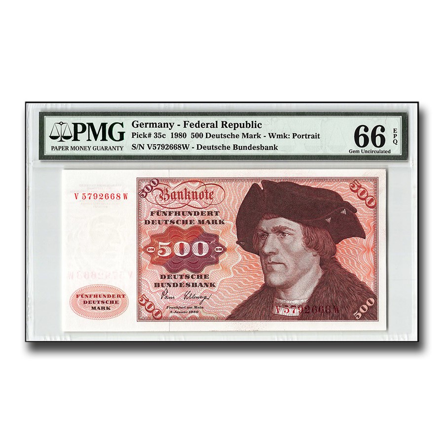 Buy 1980 Germany Federal Rep, 500 Deutsche Mark, GEM Unc-66 EPQ, PMG ...