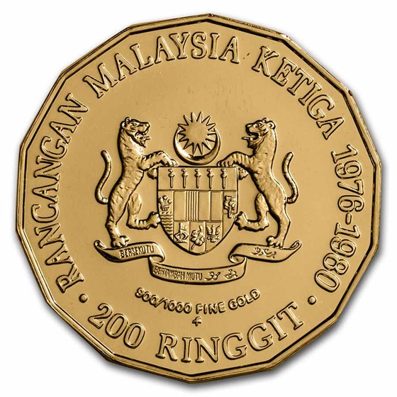 Buy 1980 Malaysia Gold 200 Ringgit 3rd Malaysian Plan BU | APMEX