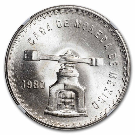 Buy 1980 Mexico 1 oz Silver Onza Balance Scale MS-65 NGC | APMEX