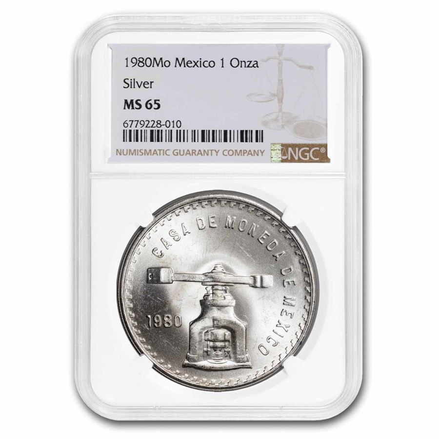 Buy 1980 Mexico 1 oz Silver Onza Balance Scale MS-65 NGC | APMEX