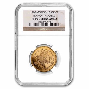 1980 Mongolia Proof Gold 750 Tugrik Year of Child PF-69 NGC