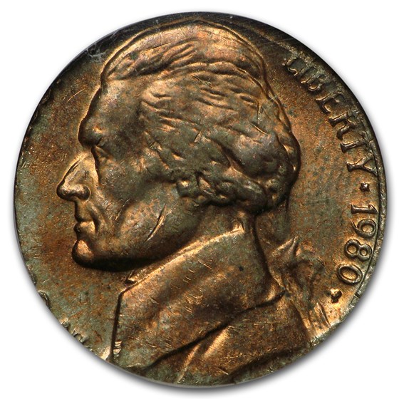 Buy 1980-P Jefferson Nickel MS-64 RB NGC (Struck on Cent Planchet) | APMEX