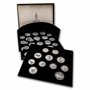 1980 Russia 28-Coin Olympics Silver Proof Set (Blue)