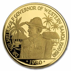 1980 Samoa Gold 100 Tala Gov Wilhelm Solf Proof