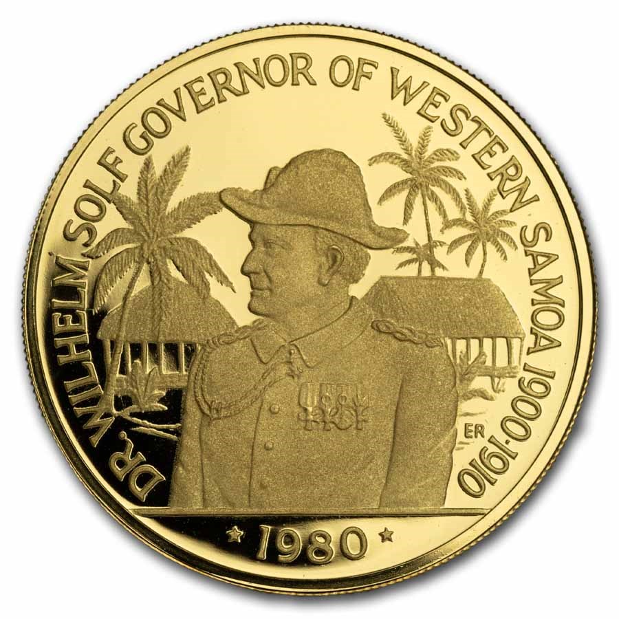 1980 Samoa Gold 100 Tala Gov Wilhelm Solf Proof
