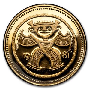 1981 Panama Gold 100 Balboas Pre-Columbian Mask Proof w/Folder