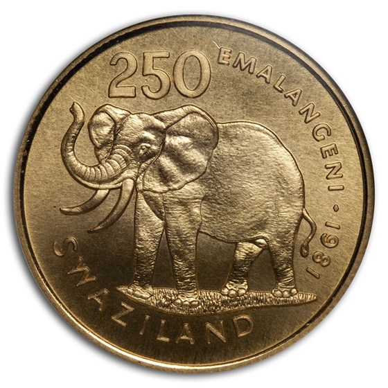 Buy 1981 Swaziland Gold 250 Emalangeni King Sobhuza II MS-69 NGC | APMEX