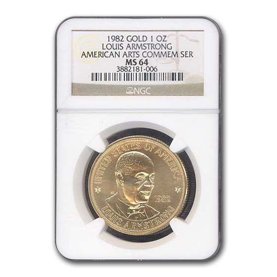 Buy 1982 1 oz Gold Commemorative Arts Medal Louis Armstrong MS-64 NGC ...
