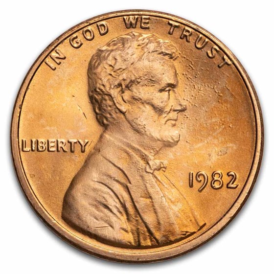 Buy 50-Coin 1982 Lincoln Cent Roll (Large Date-Zinc, Stained) | APMEX