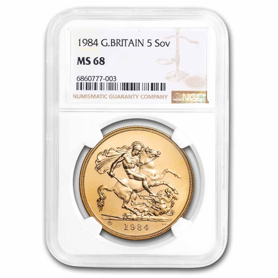1984 Great Britain Gold £5 MS-68 NGC