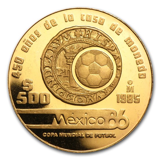 Buy 1985-1986 Mexican Gold 500 Pesos FIFA World Cup Proof | APMEX