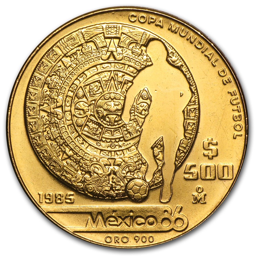 Buy 1985-86 Mexican Gold 500 Pesos Soccer World Cup BU/Proof | APMEX