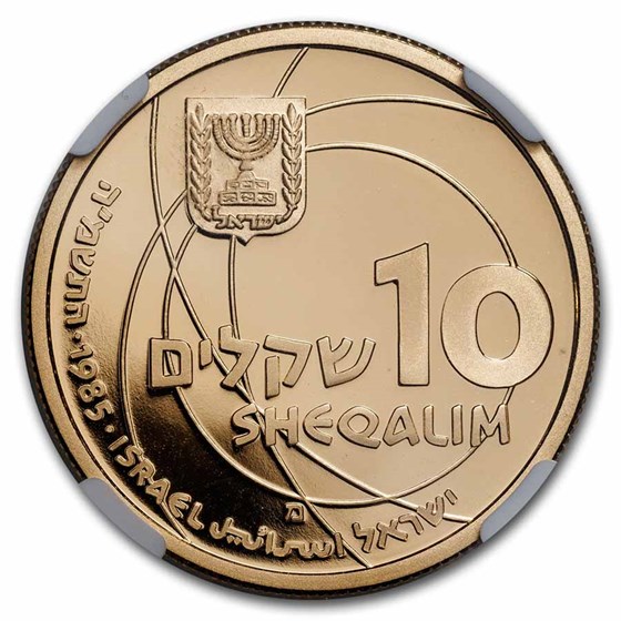 Buy 1985 Israel Gold 10 Sheqalim Achievements In Israel PF-69 NGC | APMEX