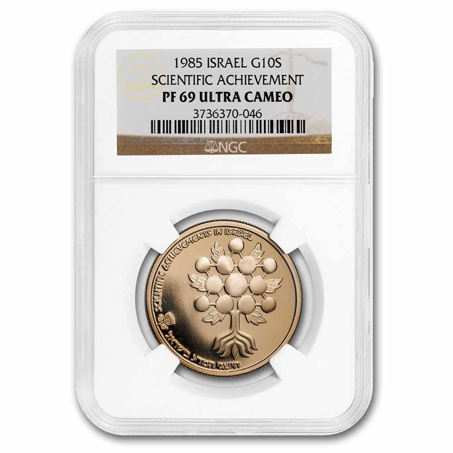 Buy 1985 Israel Gold 10 Sheqalim Achievements In Israel PF-69 NGC | APMEX