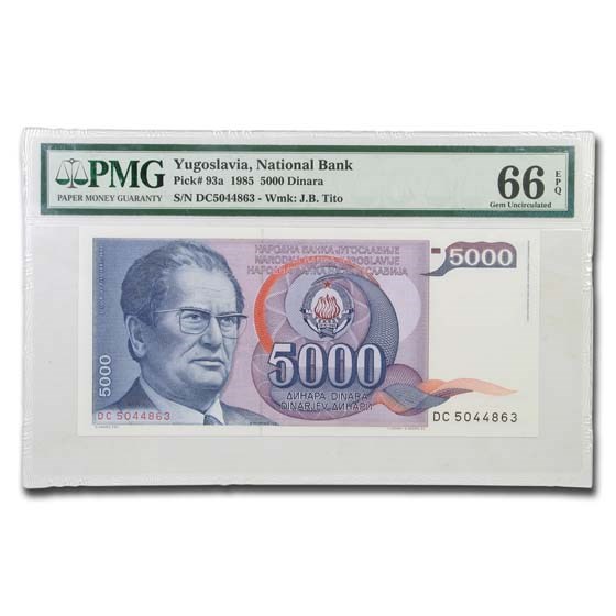 Buy 1985 Yugoslavia 5000 Dinara President/Countryside CU-66 EPQ PMG | APMEX
