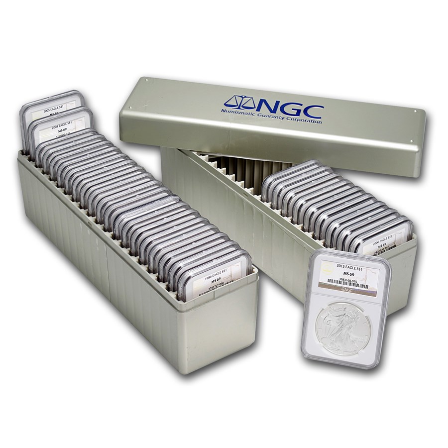 Buy 1986-2020 35-Coin Silver Eagle Set MS-69 NGC (2 NGC Boxes) | APMEX
