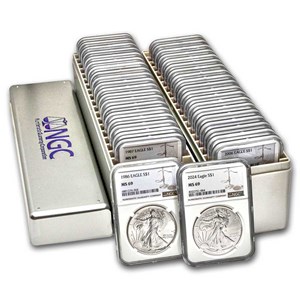 1986-2024 40-Coin Silver Eagle Set MS-69 NGC (w/NGC Boxes)