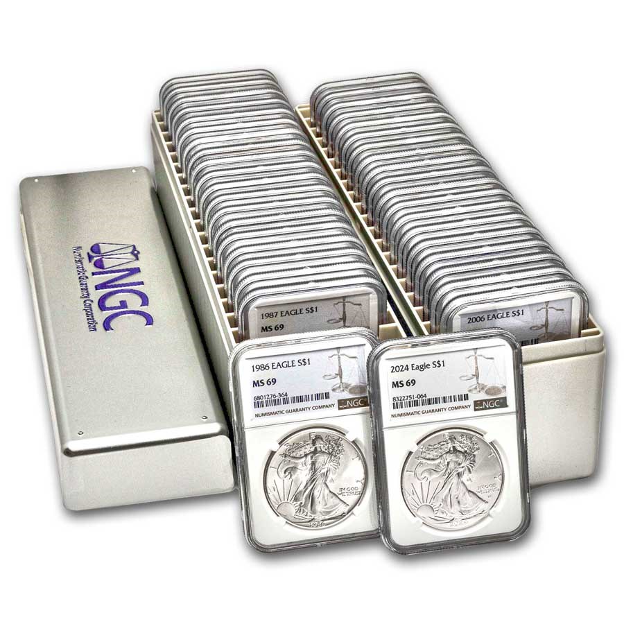 1986-2024 40-Coin Silver Eagle Set MS-69 NGC (w/NGC Boxes)