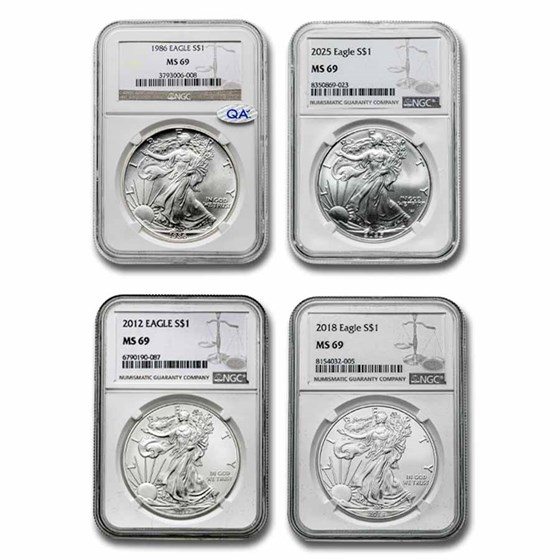 1986-2025 41-Coin Silver Eagle Set MS-69 NGC (w/NGC Boxes)