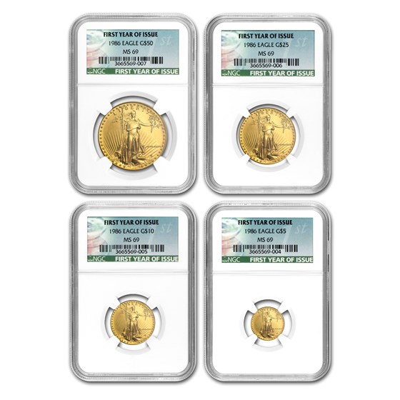 Buy 1986 4-Coin American Gold Eagle Set MS-69 NGC (FYI) | APMEX