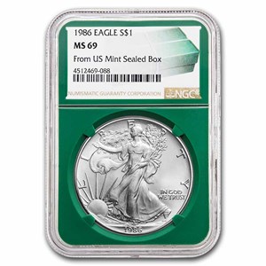 Buy 1986 American Silver Eagle MS-69 NGC (Green Holder) | APMEX